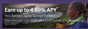 Barclays Bank Tiered Savings: $200 Bonus on $25,000 Deposit (4.50% APY ...